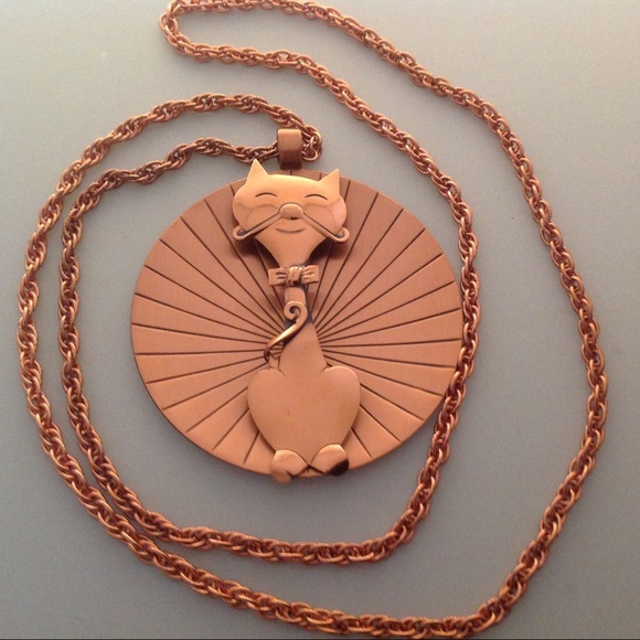 Copper Bell Co. | Jewelry | Vintage Copper Stylized Cat Pendent | Poshmark